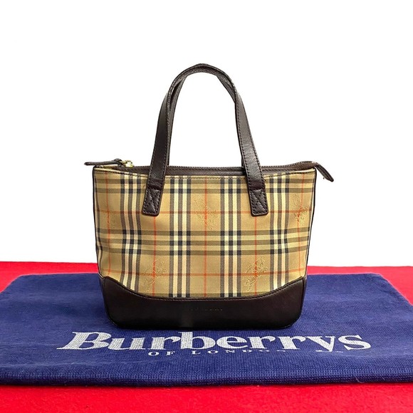 Burberry | Bags | Burberry Nova Check Pattern Canvas Leather Mini Tote ...